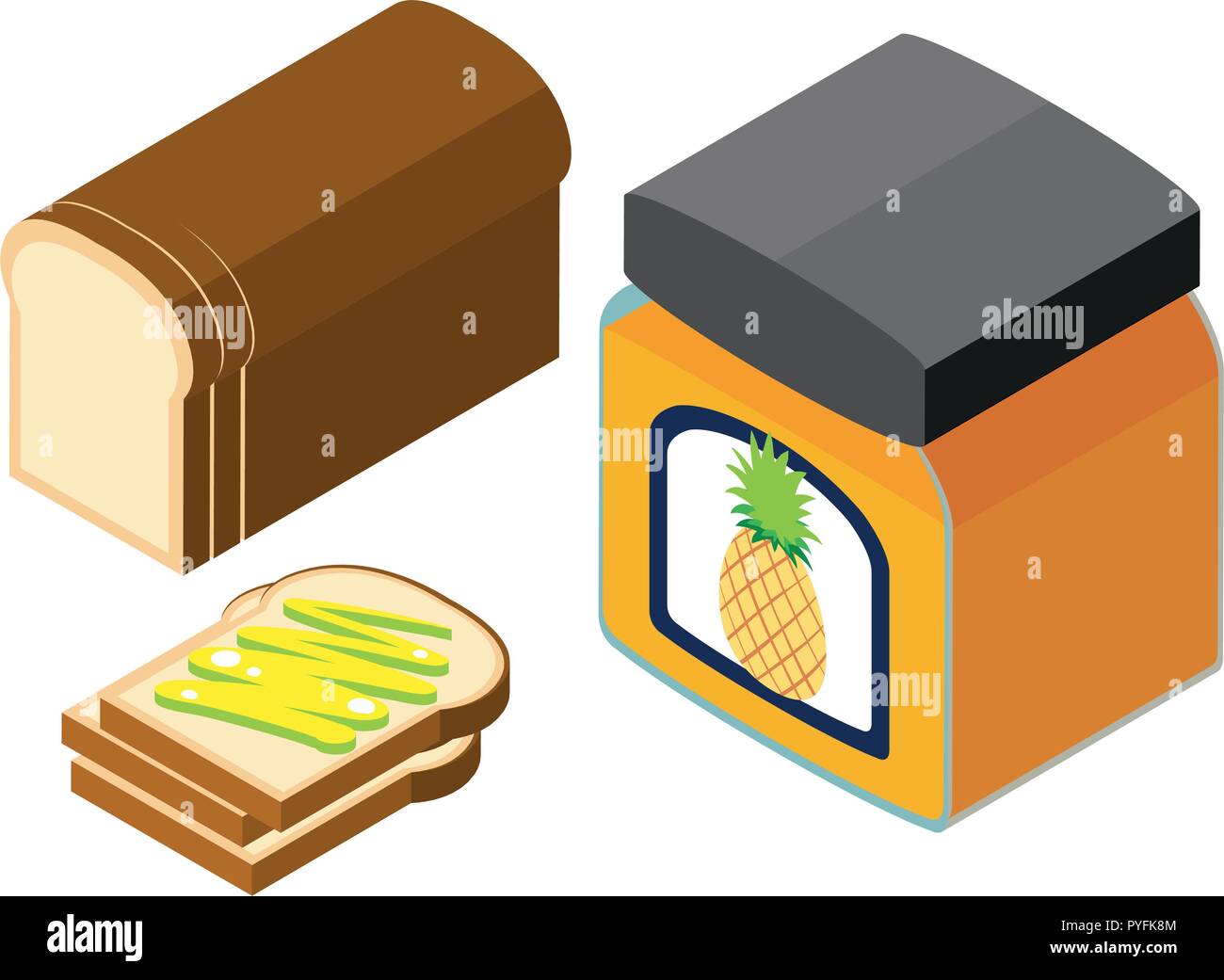 3D design for bread and pineapple jam illustration Stock Vector Image ...