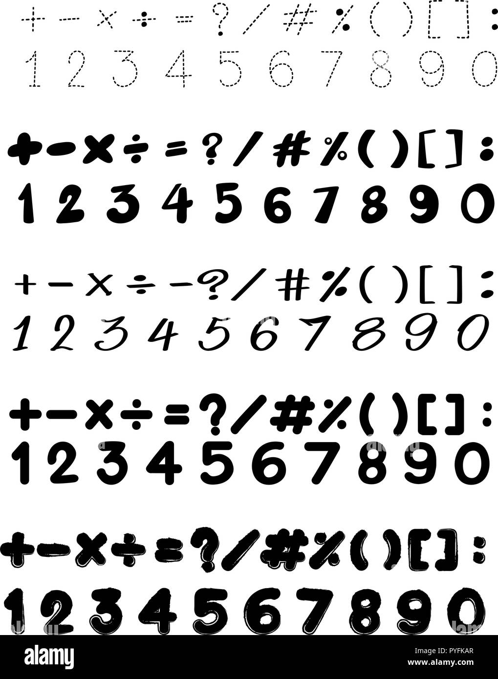 Font Design With Numbers And Math Signs Illustration Stock Vector Image