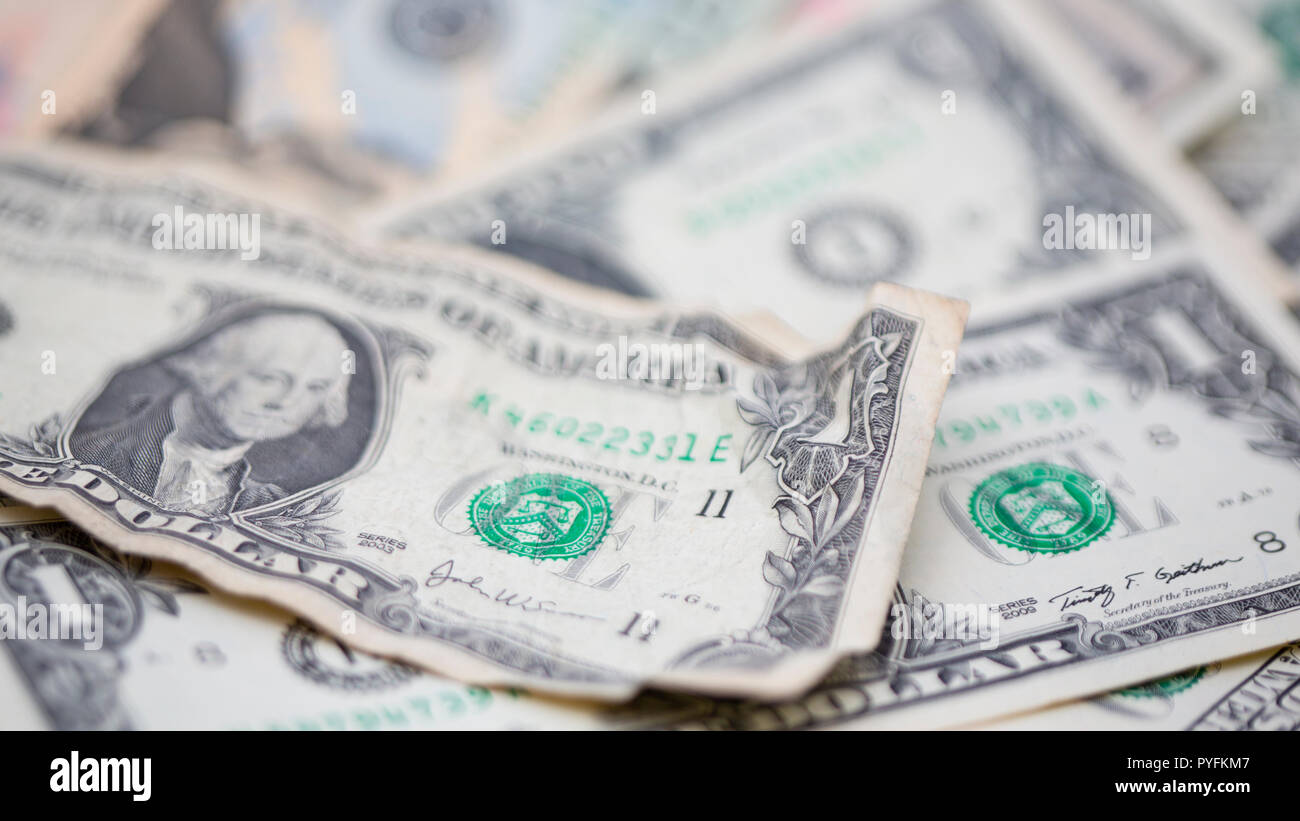 blurred crumpled dollar money background like concept of problem Stock ...