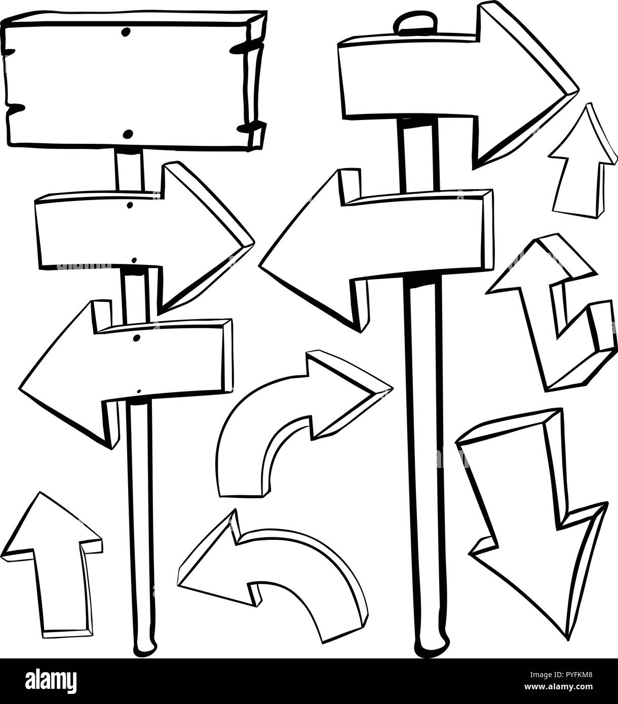 Different designs of arrows and boards illustration Stock Vector Image ...