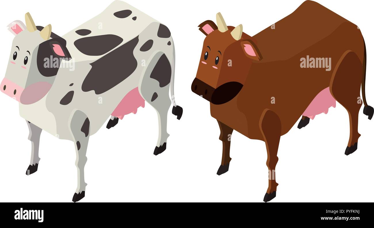 3D design for two cows illustration Stock Vector Image & Art - Alamy