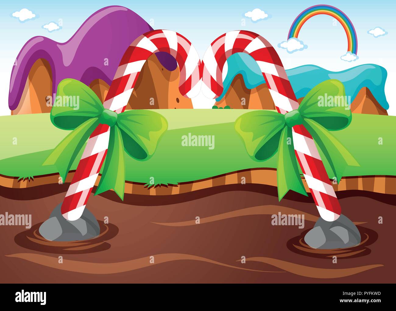 Field with candycanes in river illustration Stock Vector Image & Art ...