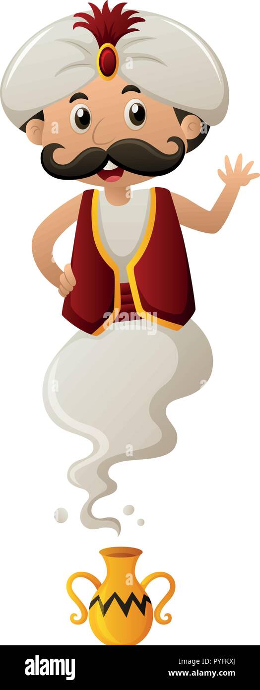 Genie coming out of lamp illustration Stock Vector Image & Art - Alamy