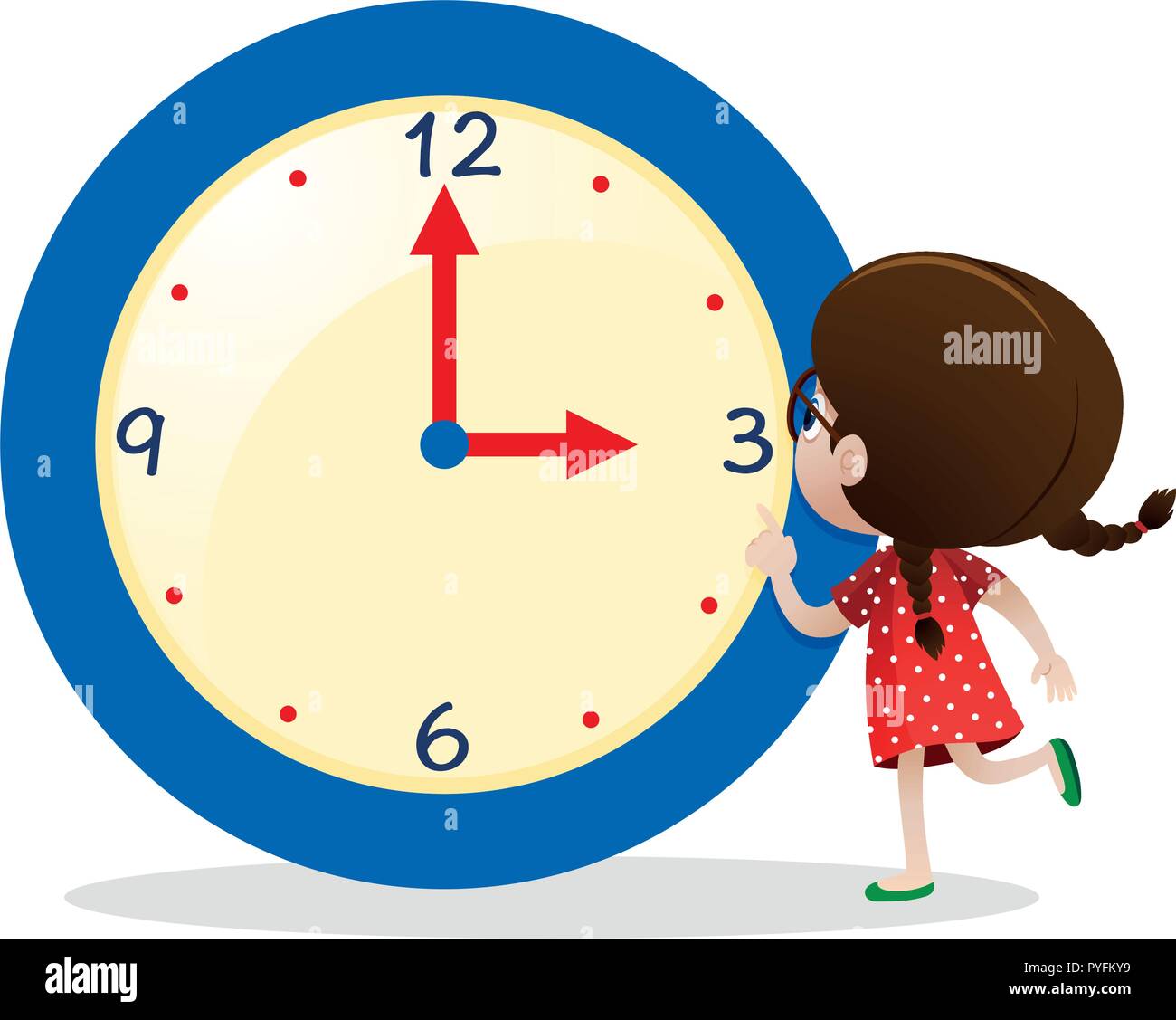 Little girl with blue clock illustration Stock Vector Image & Art - Alamy