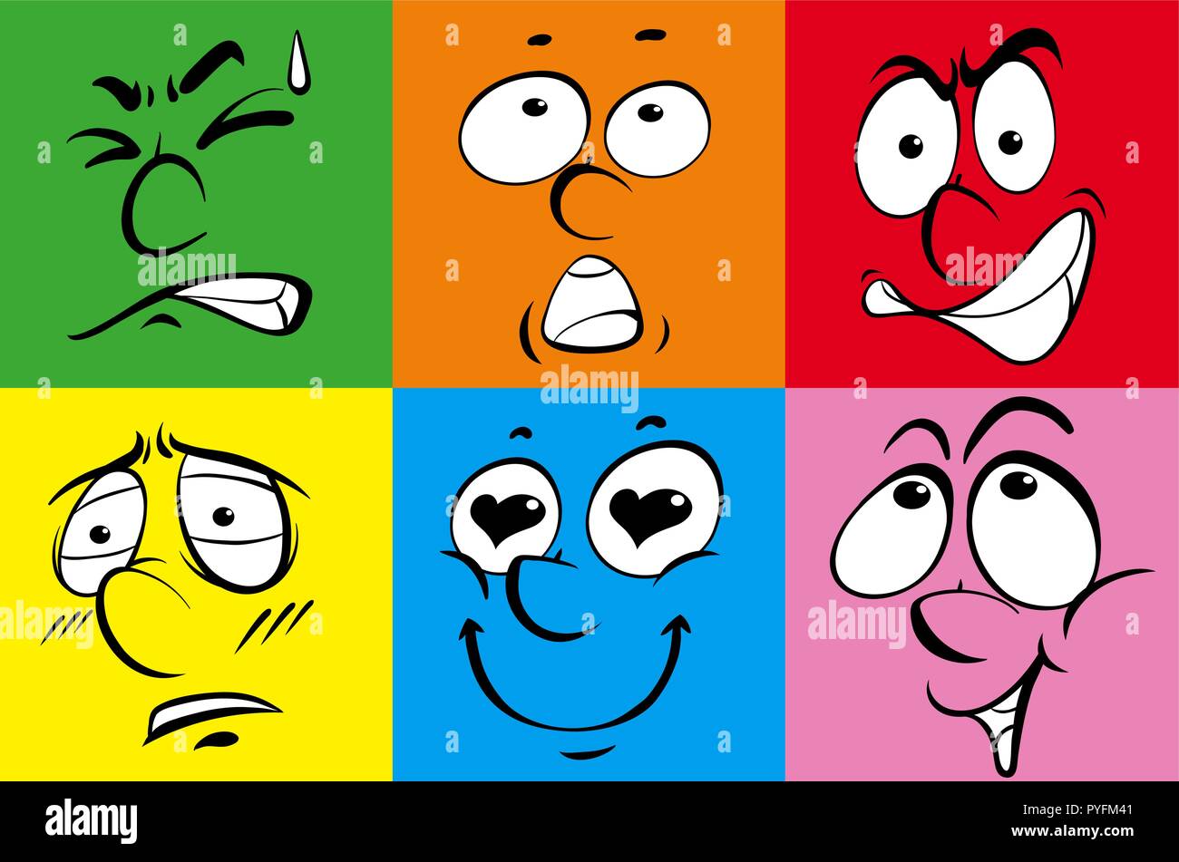 Colorful background with facial expressions illustration Stock Vector ...