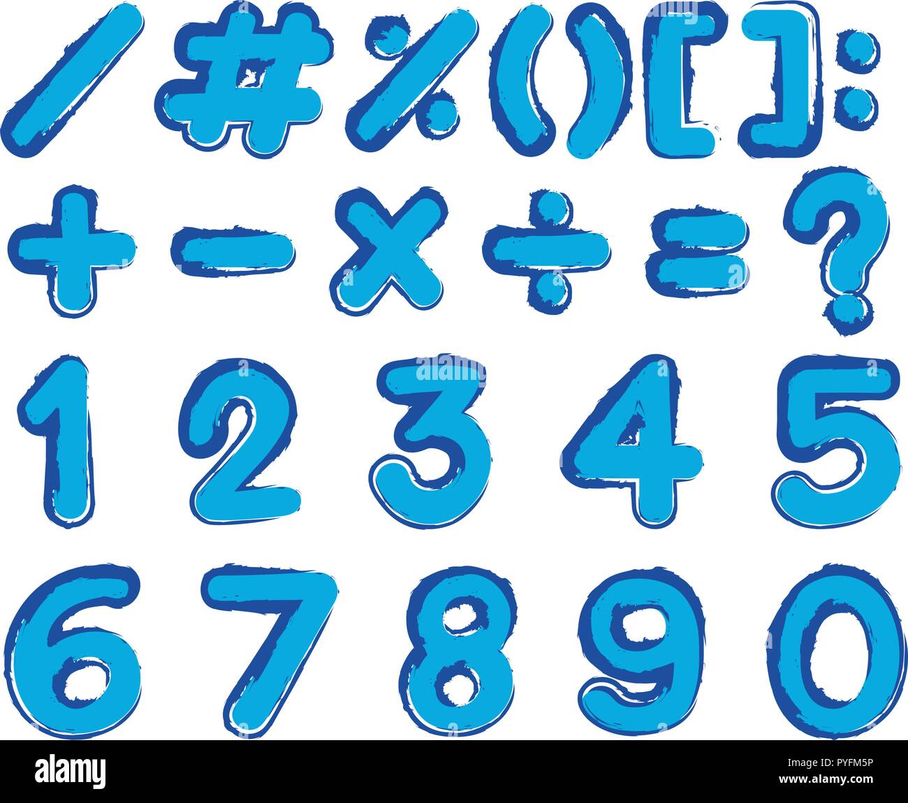 Numbers and signs in blue color illustration Stock Vector Image & Art ...