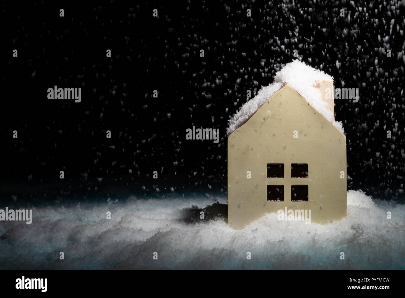 highlighted scene of house with snow Stock Photo - Alamy
