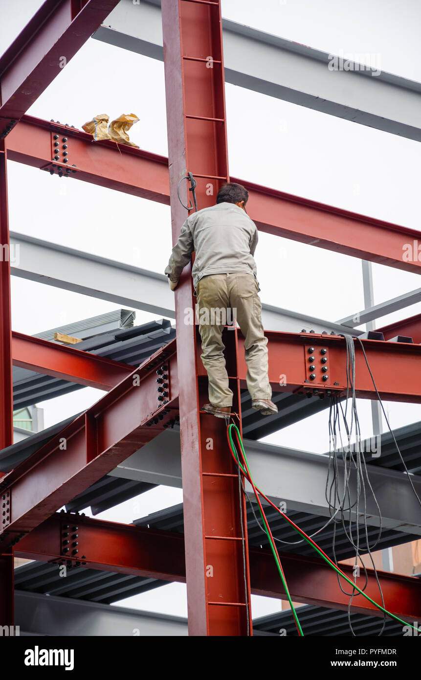 Construction worker climbing ladder hi-res stock photography and images ...