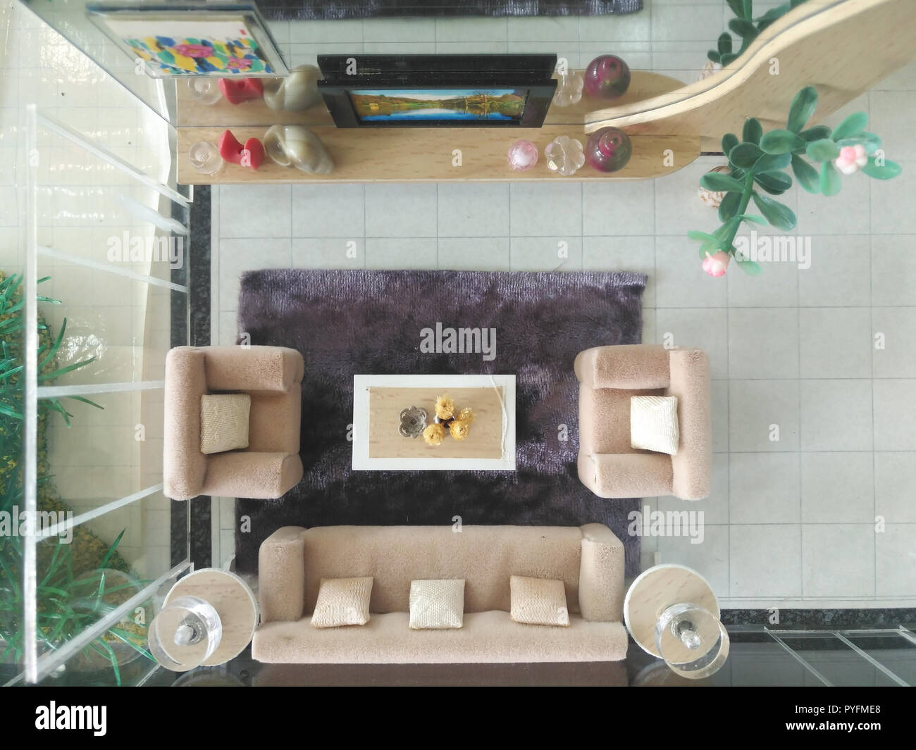 top view apartment model with furniture Stock Photo - Alamy