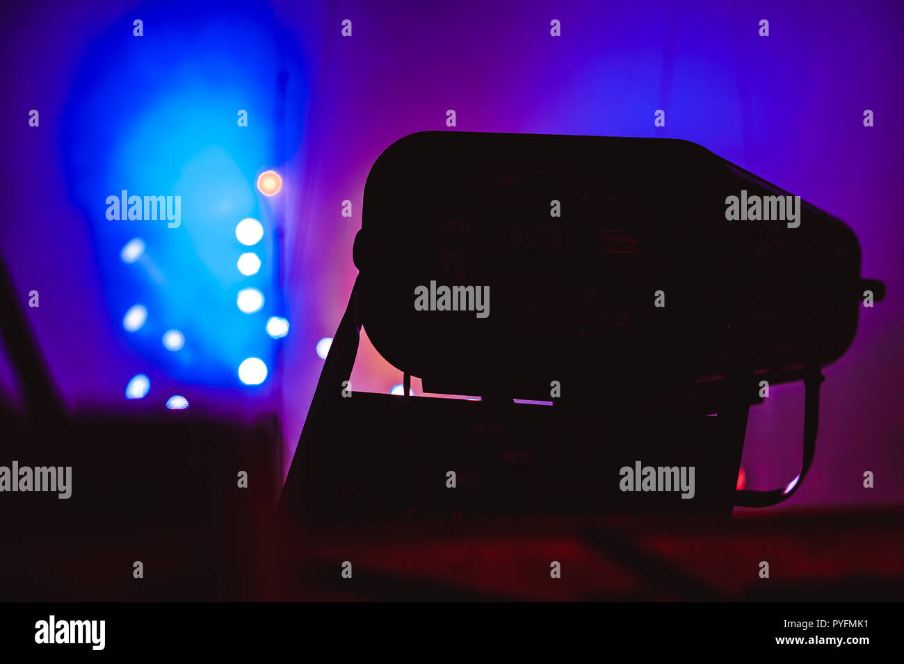 Stage lights on concert. Lighting equipment with multicolored beams ...