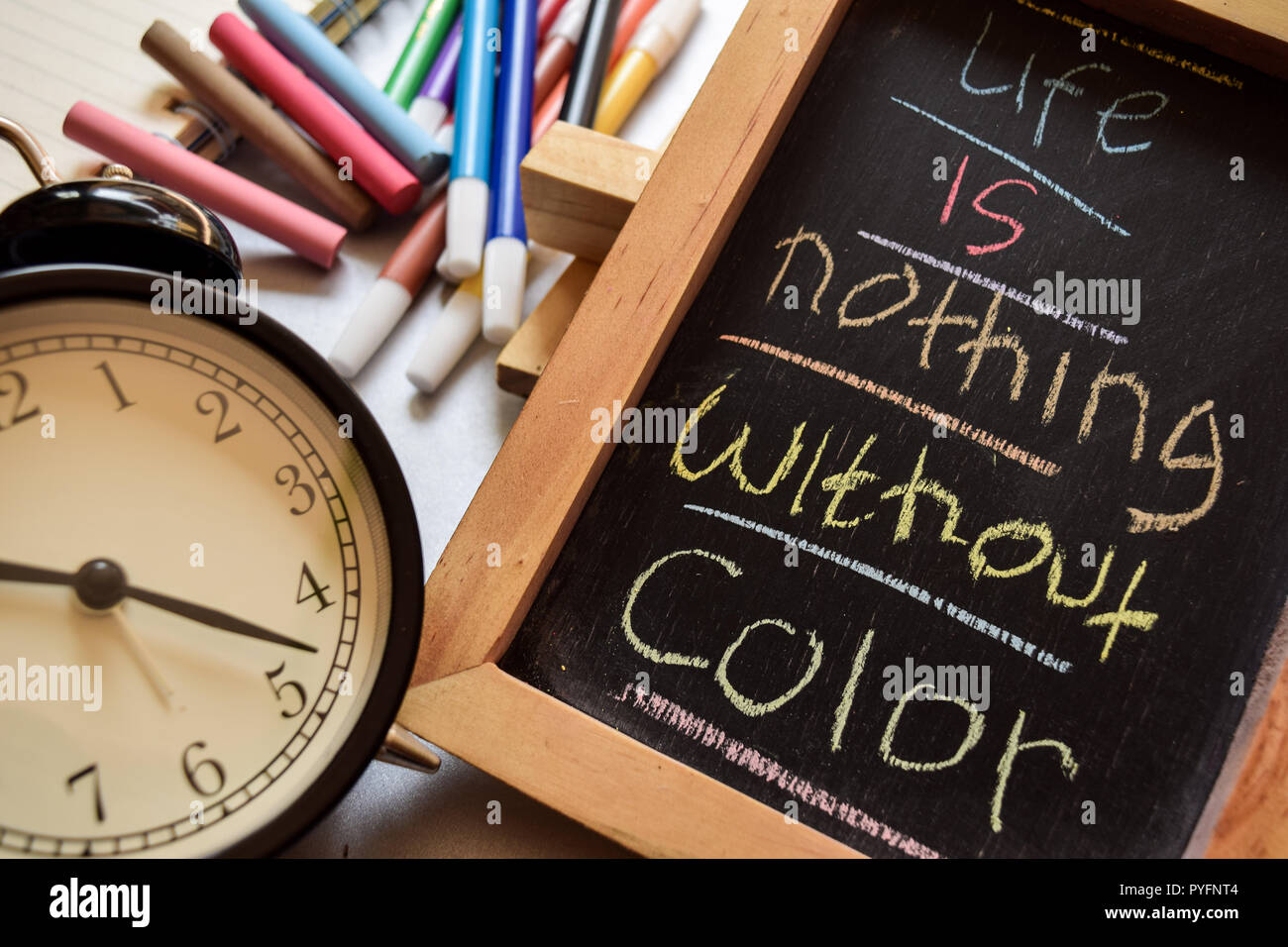 Life is nothing without color on phrase colorful handwritten on ...