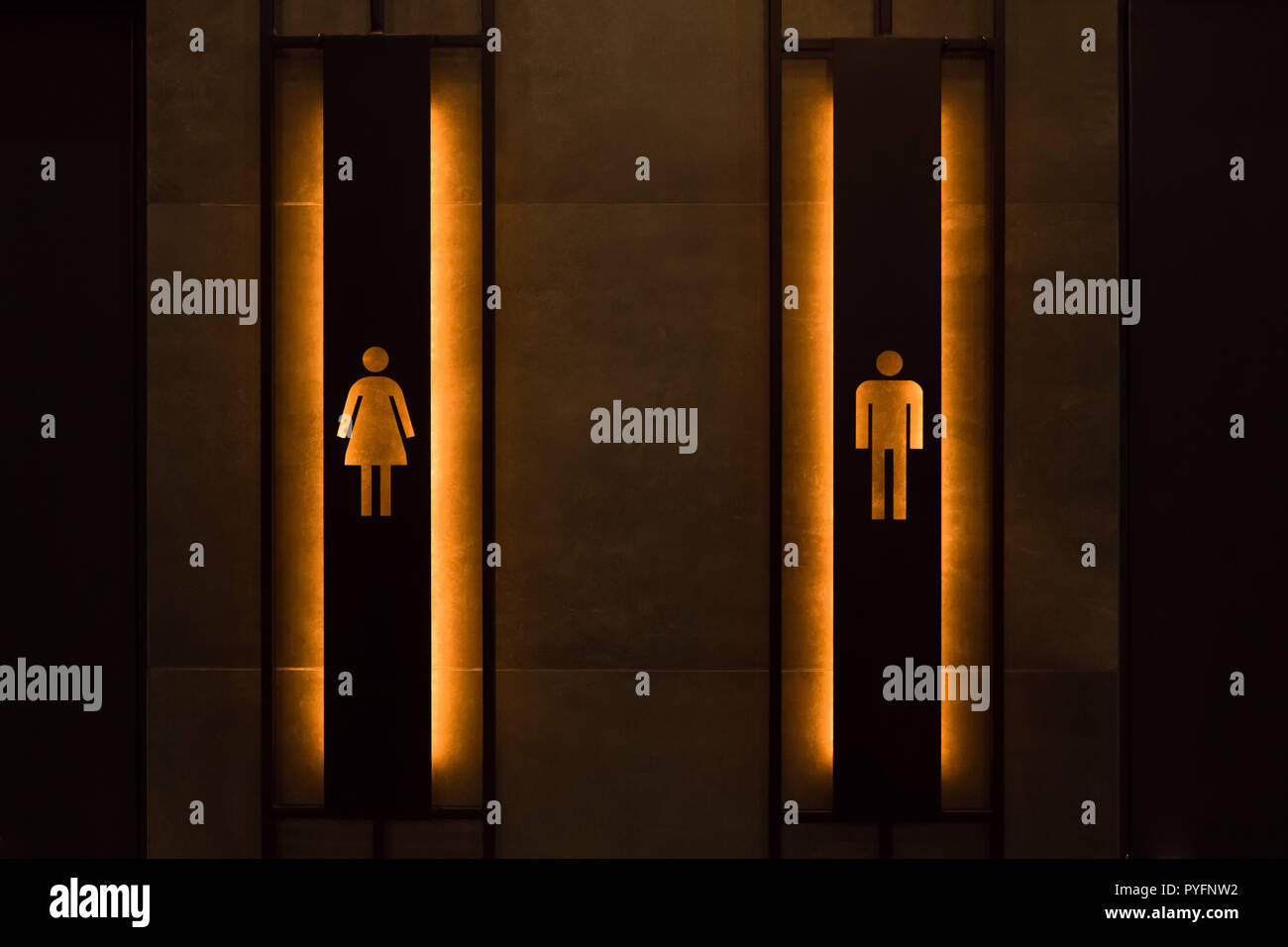 Restroom concept. Restroom sign on a toilet door. Female and male ...
