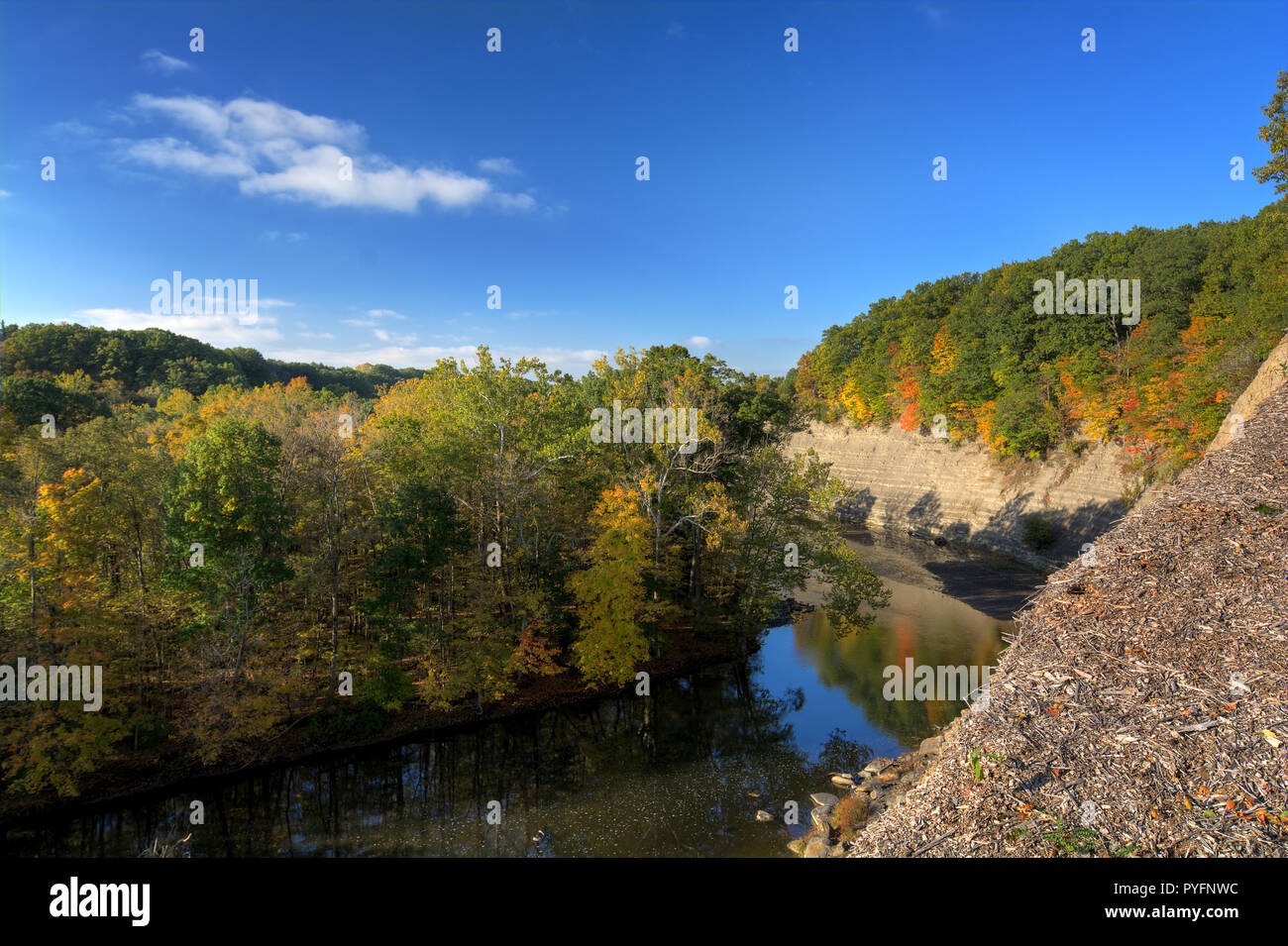 A beautiful autumn scene at Fort Hill in the Rocky River Reservation ...