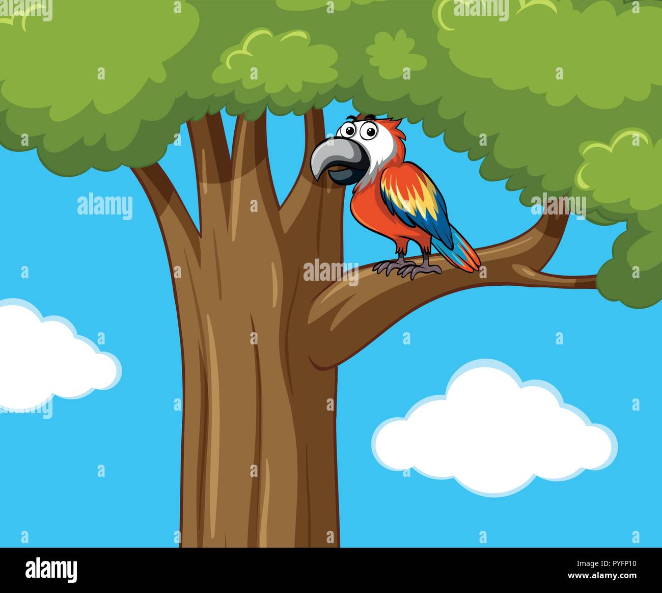 Parrot bird on the tree branch illustration Stock Vector Image & Art ...