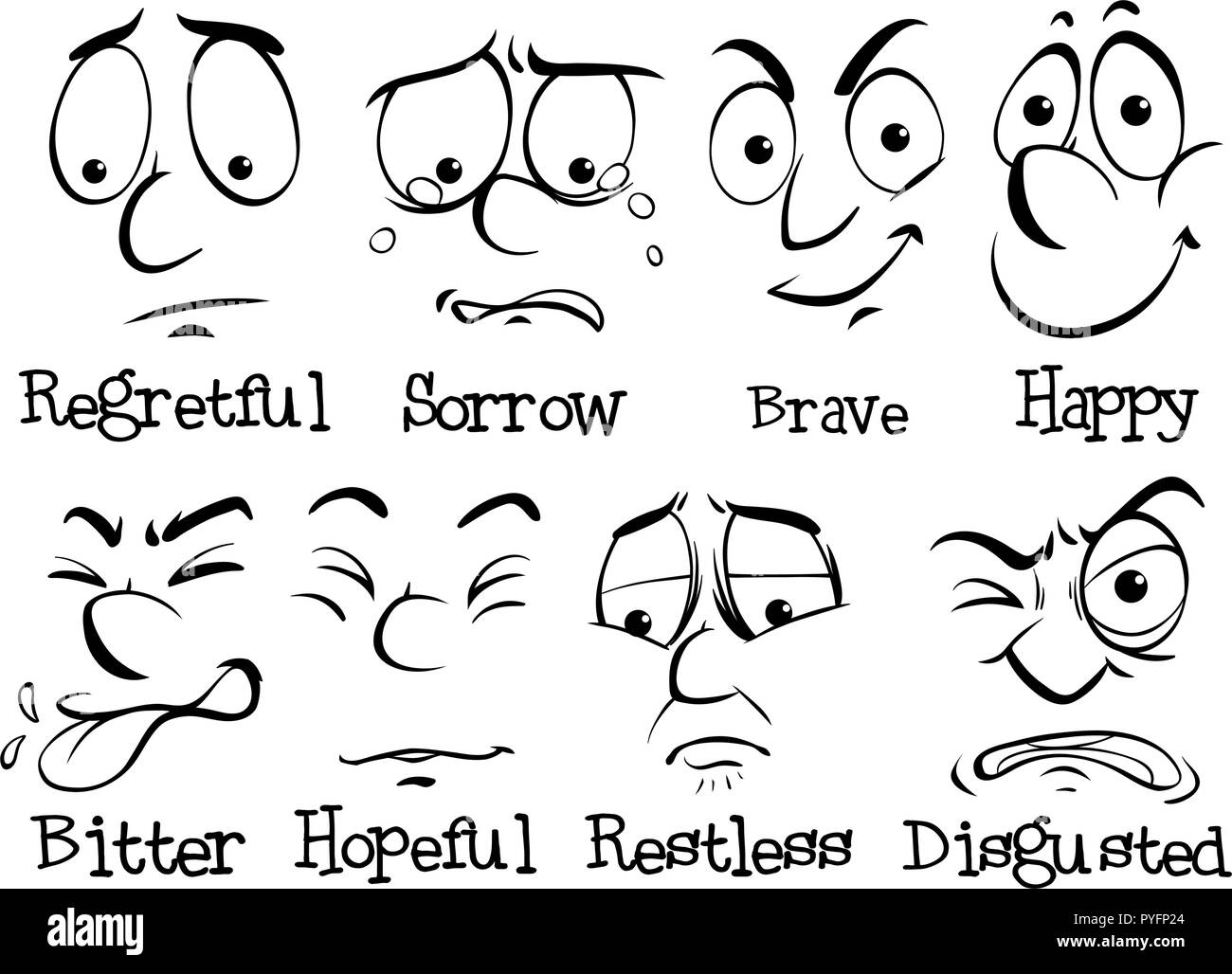 Human face with different emotion illustration Stock Vector Image & Art ...