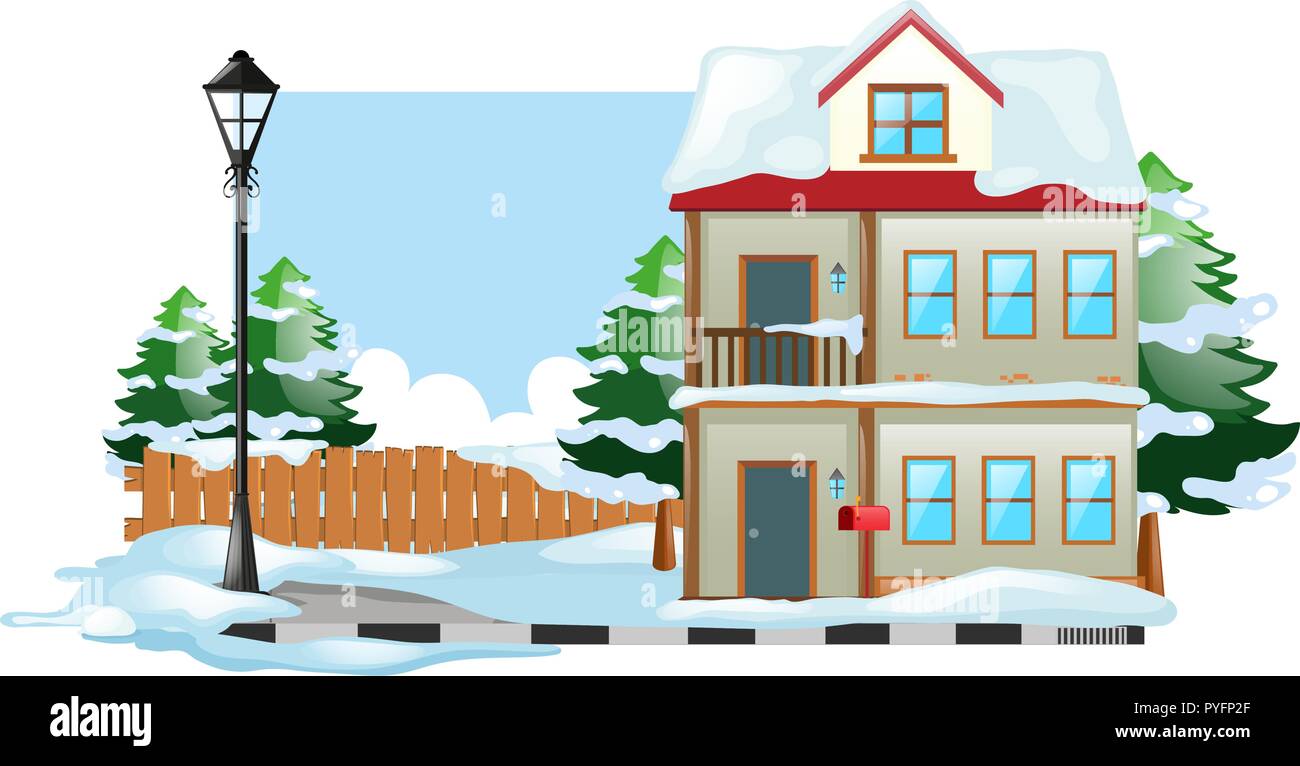 Winter scene with snow on the ground illustration Stock Vector Image ...