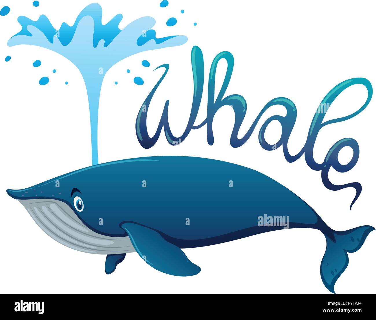 Whale splashing water with word illustration Stock Vector Image & Art ...