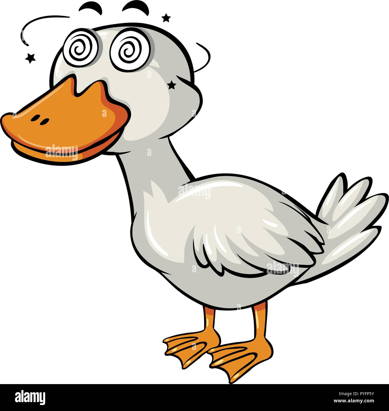 Duck with dizzy face on white background illustration Stock Vector ...