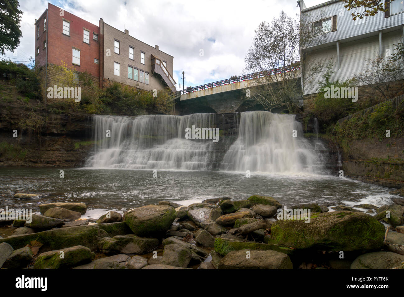 Chagrin Falls. The beautiful 20-foot tall waterfall is right in the ...