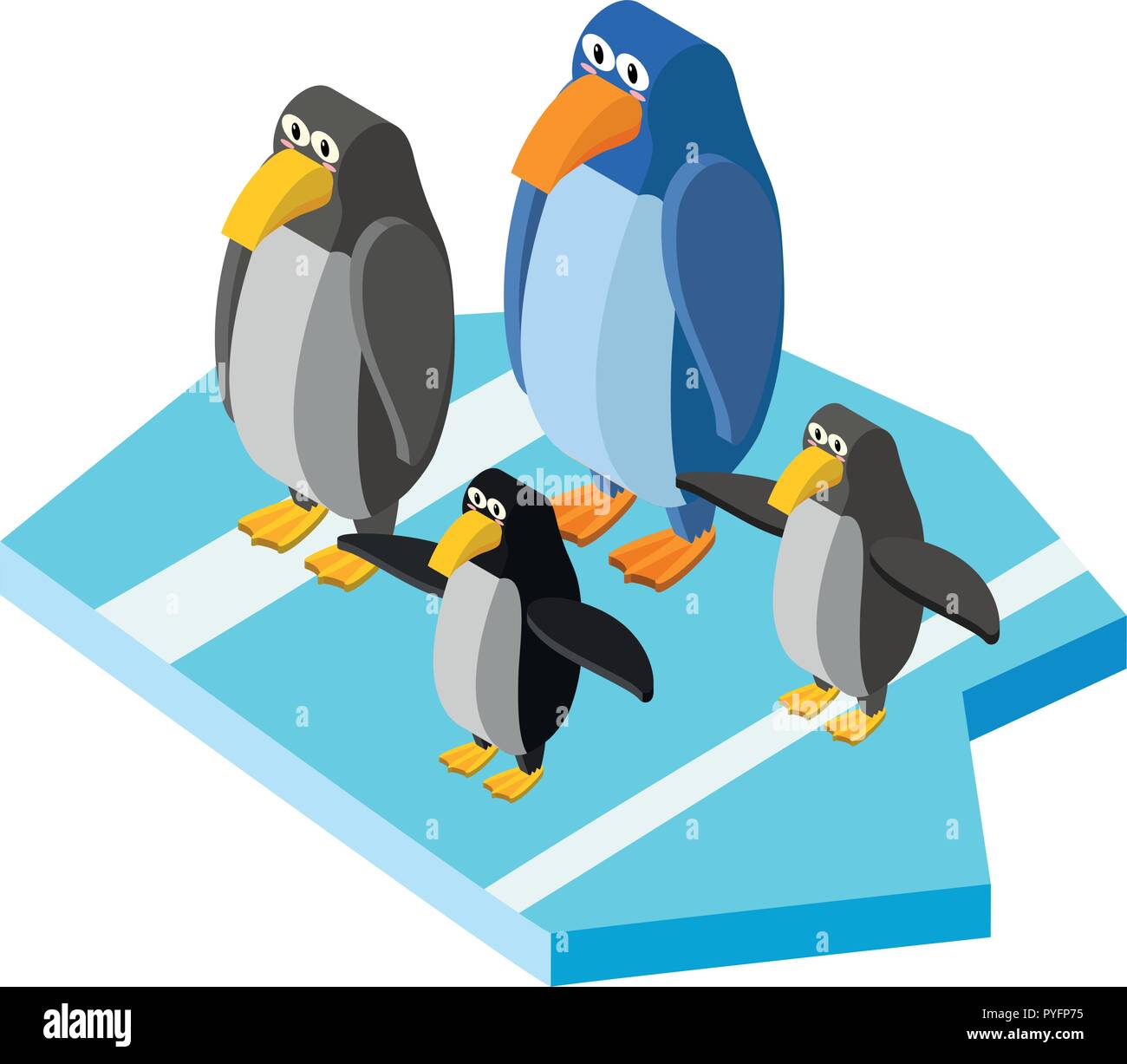 3D design for cute penguins illustration Stock Vector Image & Art - Alamy