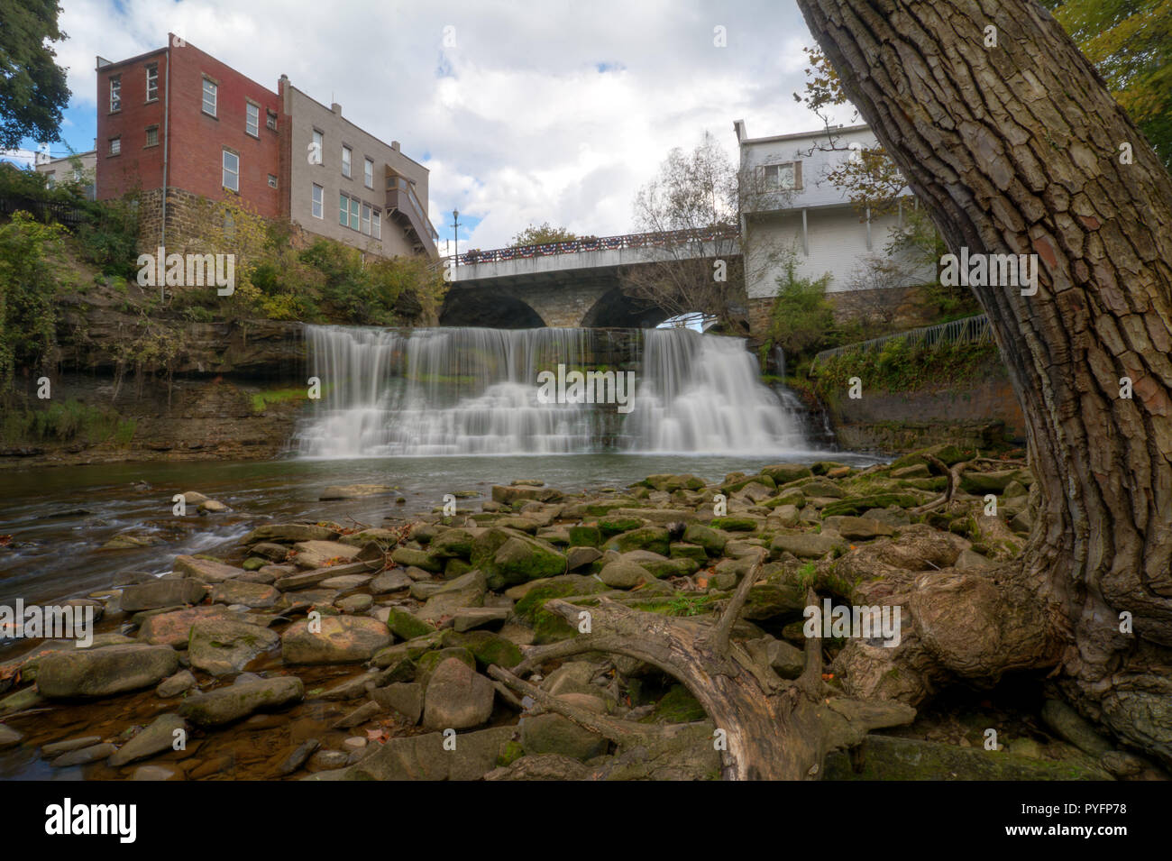 Chagrin Falls. The beautiful 20-foot tall waterfall is right in the ...