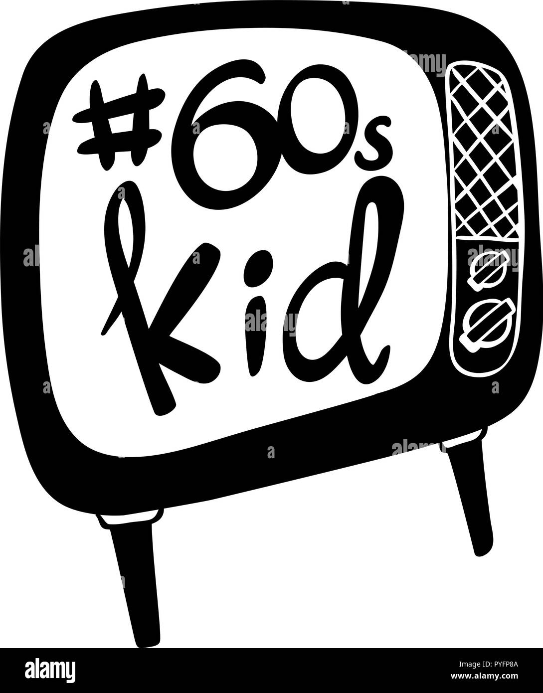 Doodle design with word 60s kid on TV illustration Stock Vector Image ...