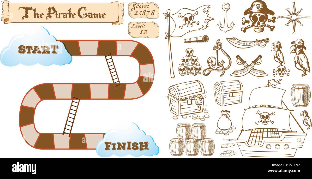 Game template with pirate theme illustration Stock Vector Image & Art ...