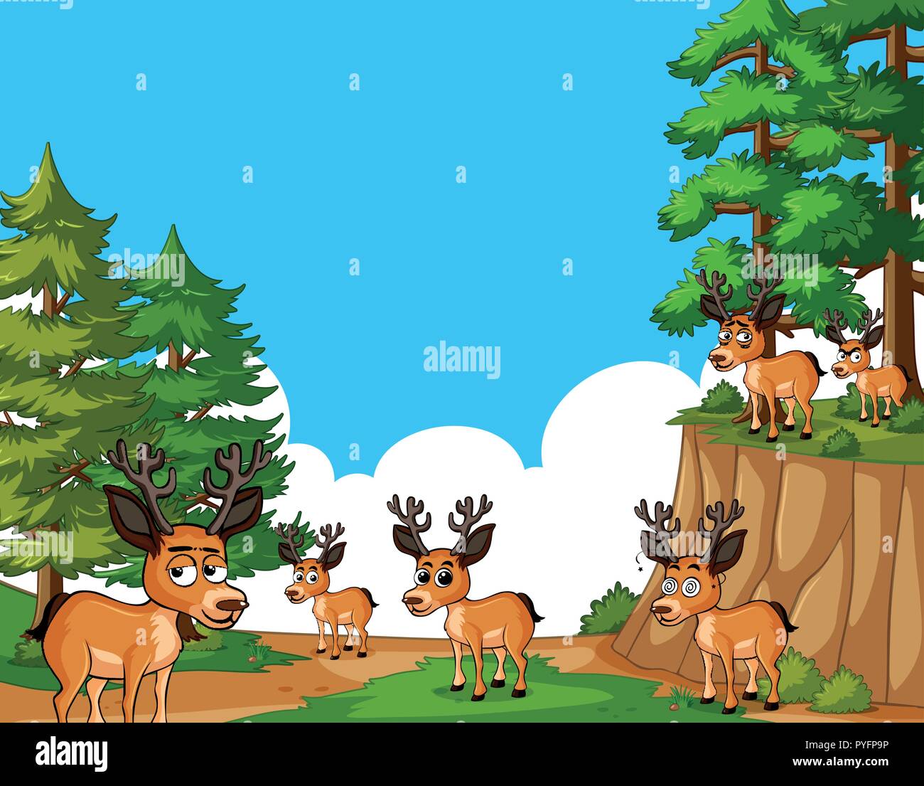 Deers living in forest illustration Stock Vector Image & Art - Alamy