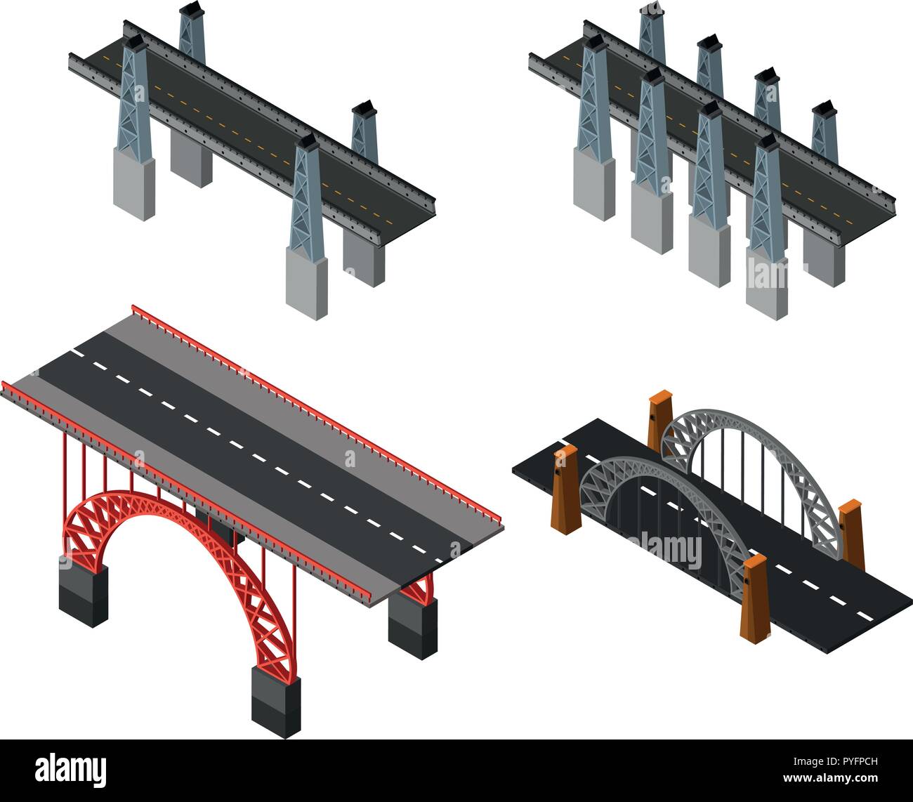 Steel road bridge crossing Stock Vector Images - Alamy