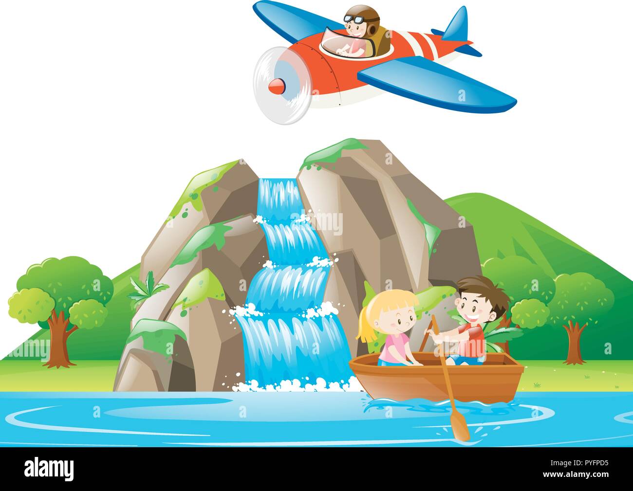 Landscape rowing boat Stock Vector Images - Alamy