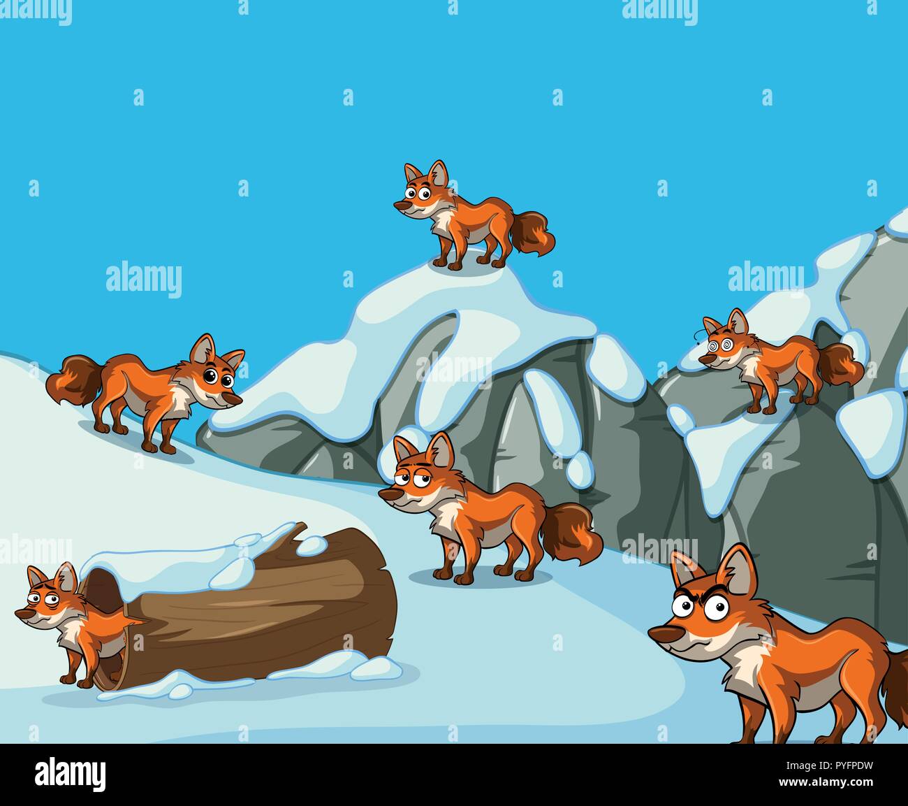 Foxes snow Stock Vector Images - Alamy