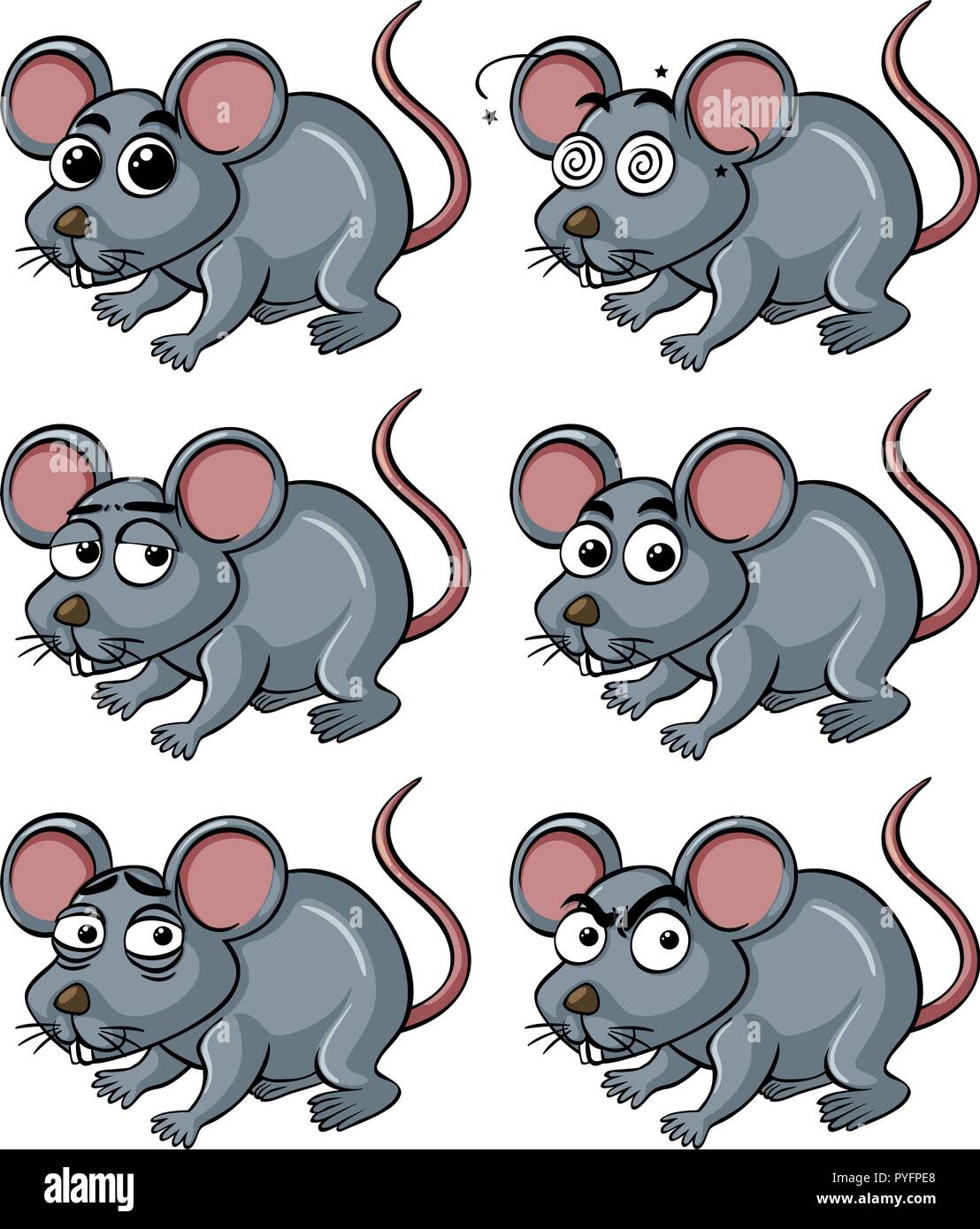 Rat with different facial expressions illustration Stock Vector Image ...