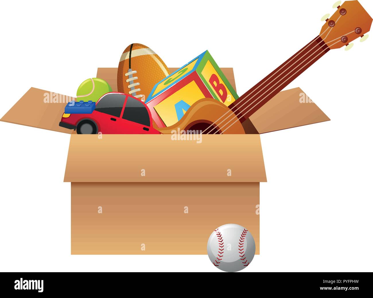 Cardboard box full of toys illustration Stock Vector Image & Art - Alamy