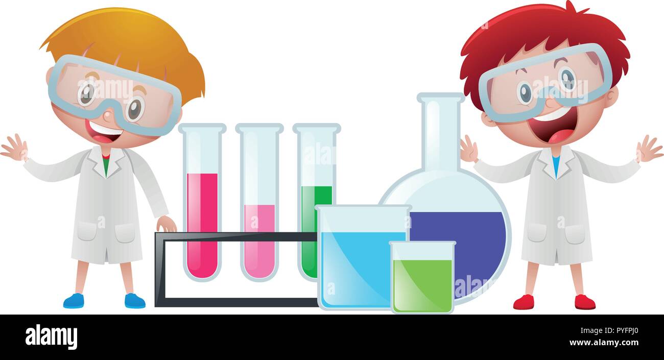 Two boys and science equipments illustration Stock Vector Image & Art ...