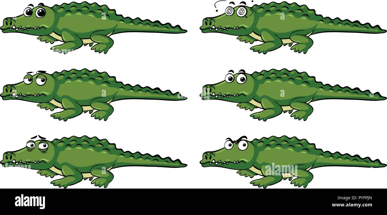 Crocodile with different emotions illustration Stock Vector Image & Art ...