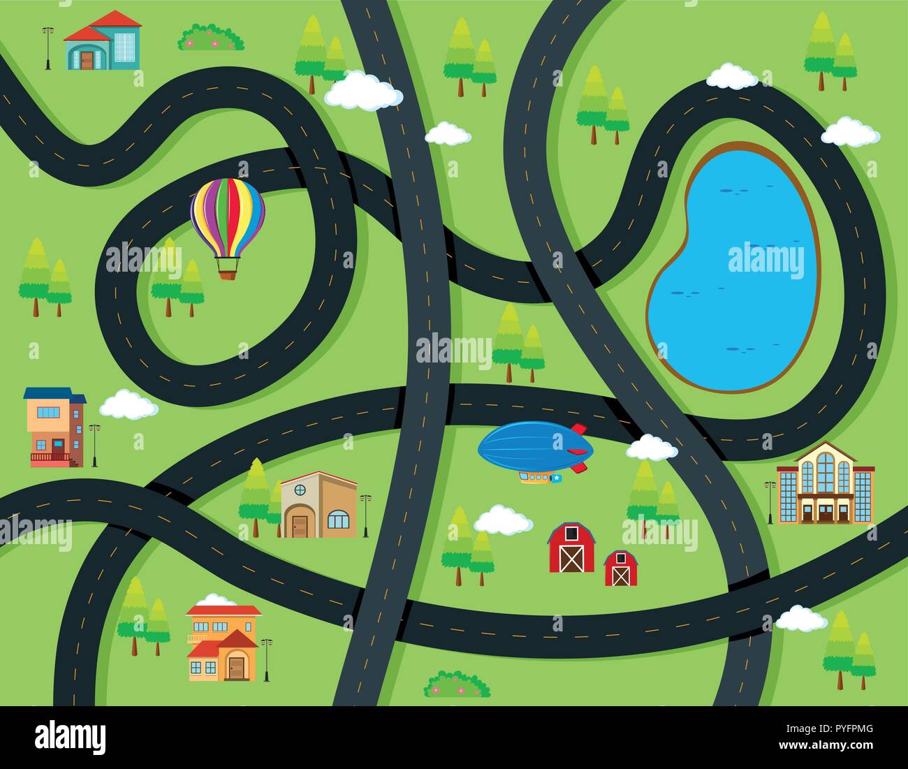 Road around buildings Stock Vector Images - Alamy