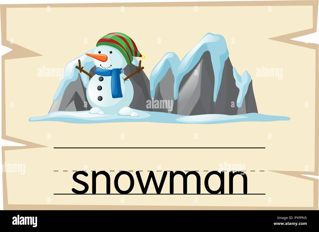 Wordcard template for word snowman illustration Stock Vector Image ...
