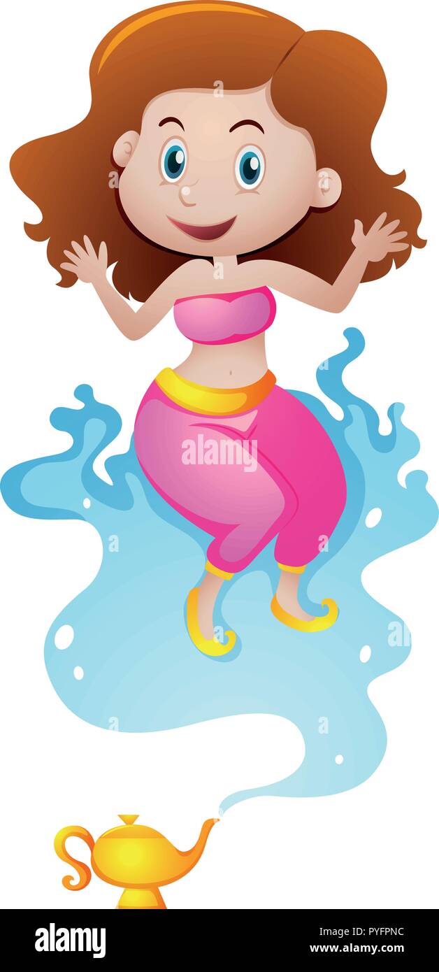Genie flying out of lamp illustration Stock Vector Image & Art - Alamy