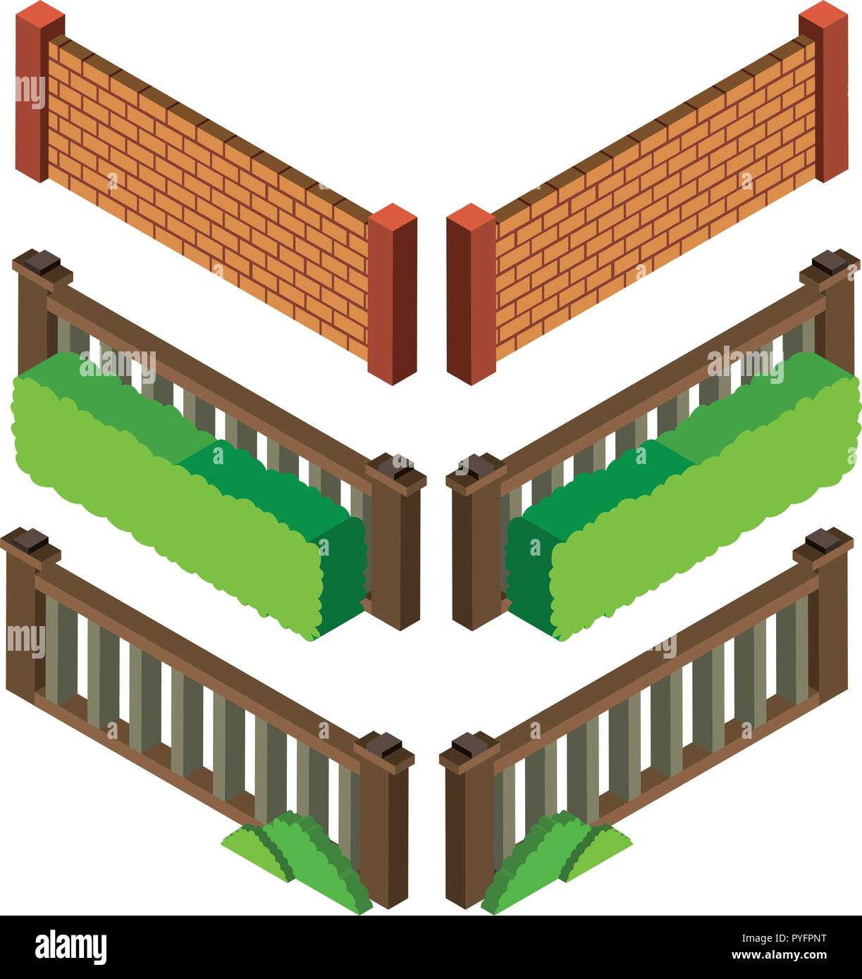 3D design for different styles fo wall and fence illustration Stock ...