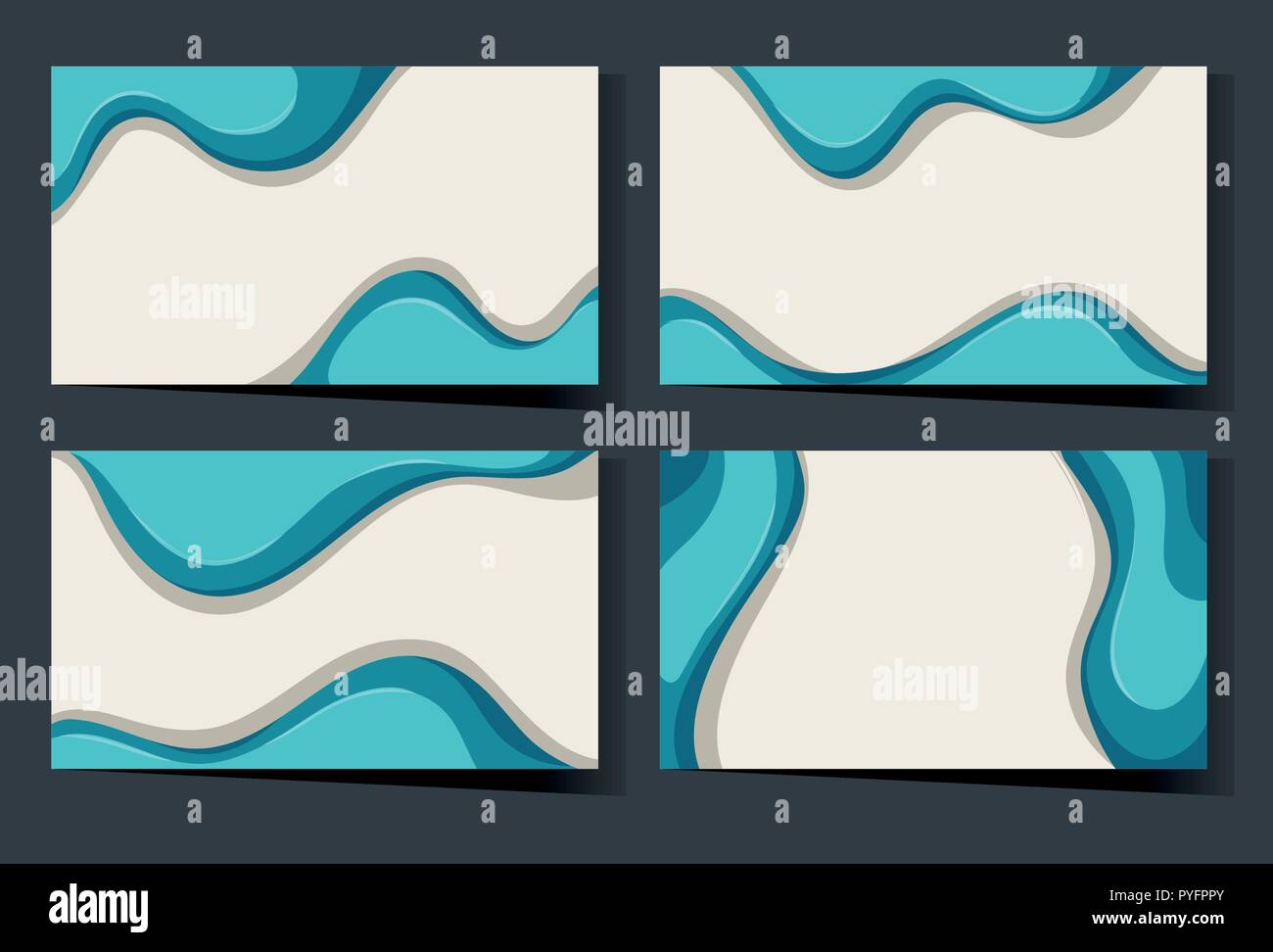 Business card template with blue waves illustration Stock Vector Image ...