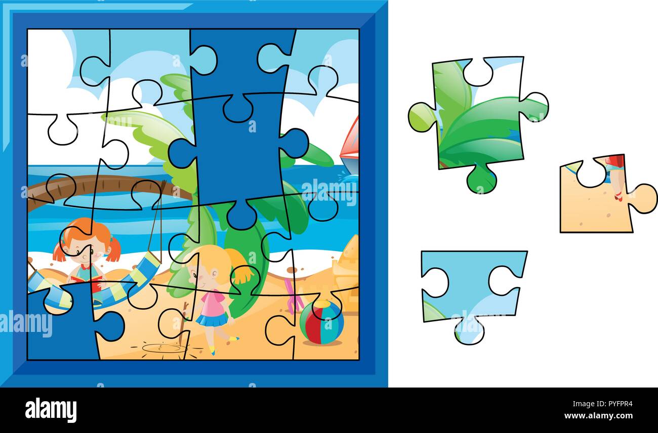Cartoon illustration jigsaw puzzle clip High Resolution Stock ...