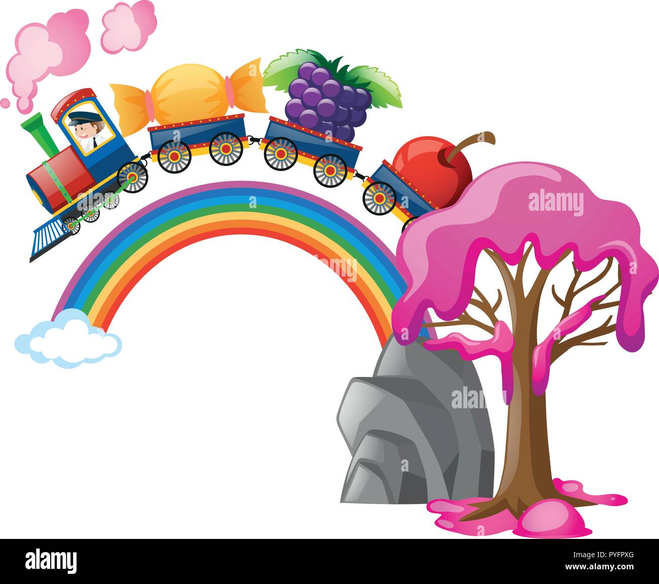 Train ride with candy and fruits illustration Stock Vector Image & Art ...