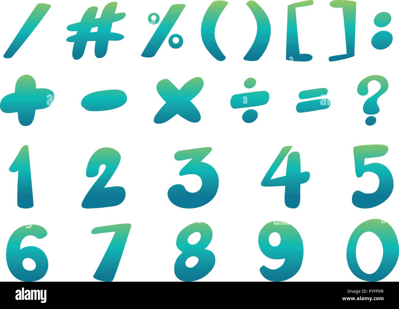 Font design for numbers and signs in blue illustration Stock Vector ...