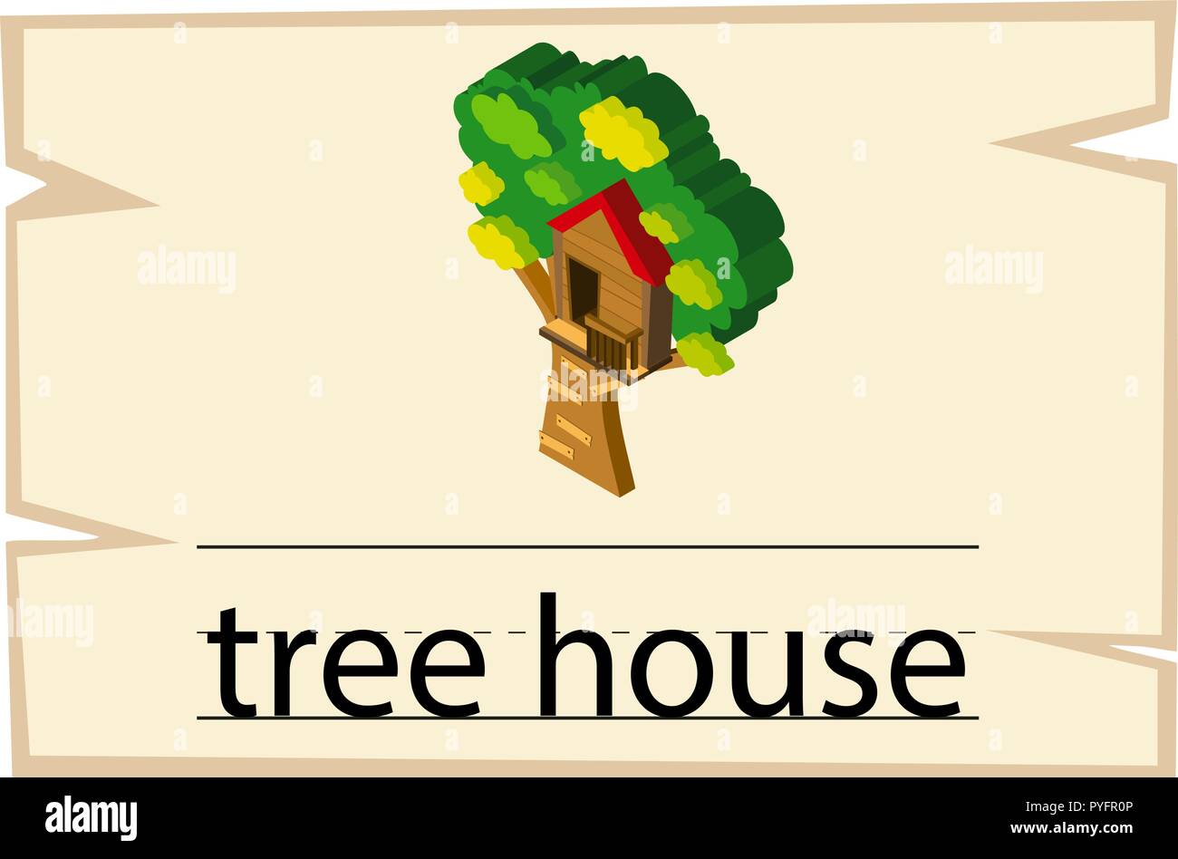 Wordcard for word tree house illustration Stock Vector Image & Art - Alamy