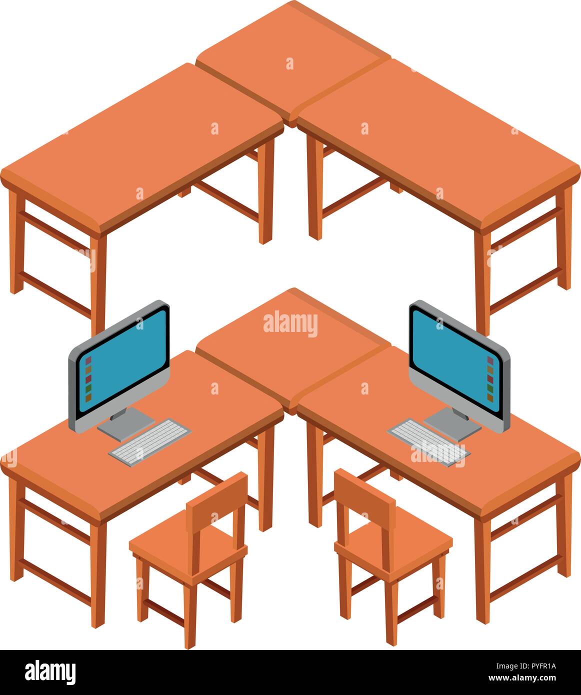 3D design for tables and chairs illustration Stock Vector Image & Art ...