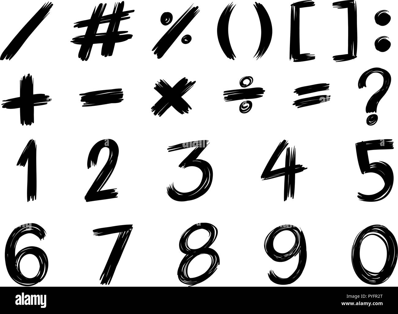 Black font design for numbers and signs illustration Stock Vector Image ...
