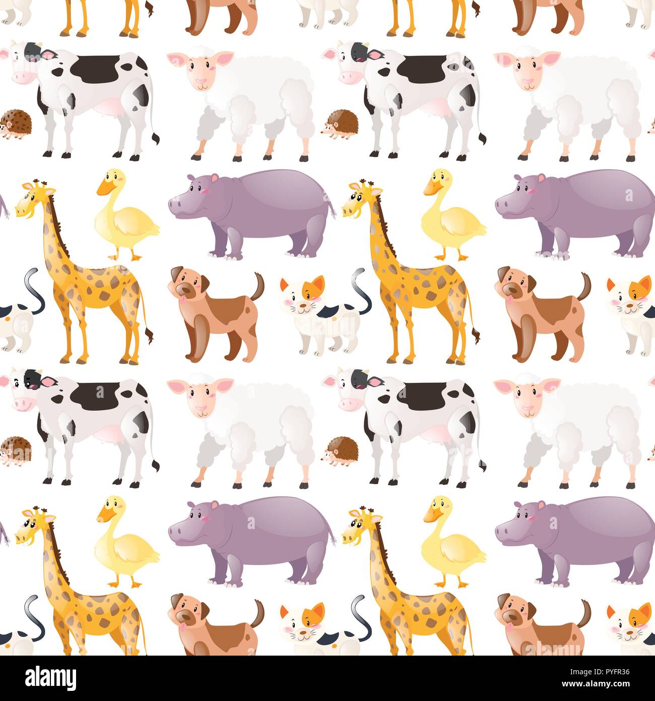 Seamless background with cute animals illustration Stock Vector Image ...