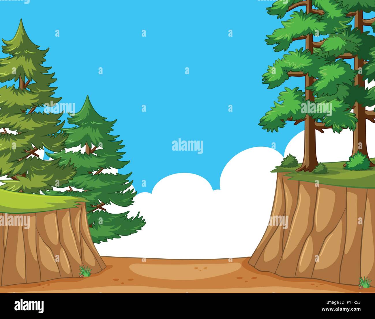Nature scene with trees on the cliff illustration Stock Vector Image ...