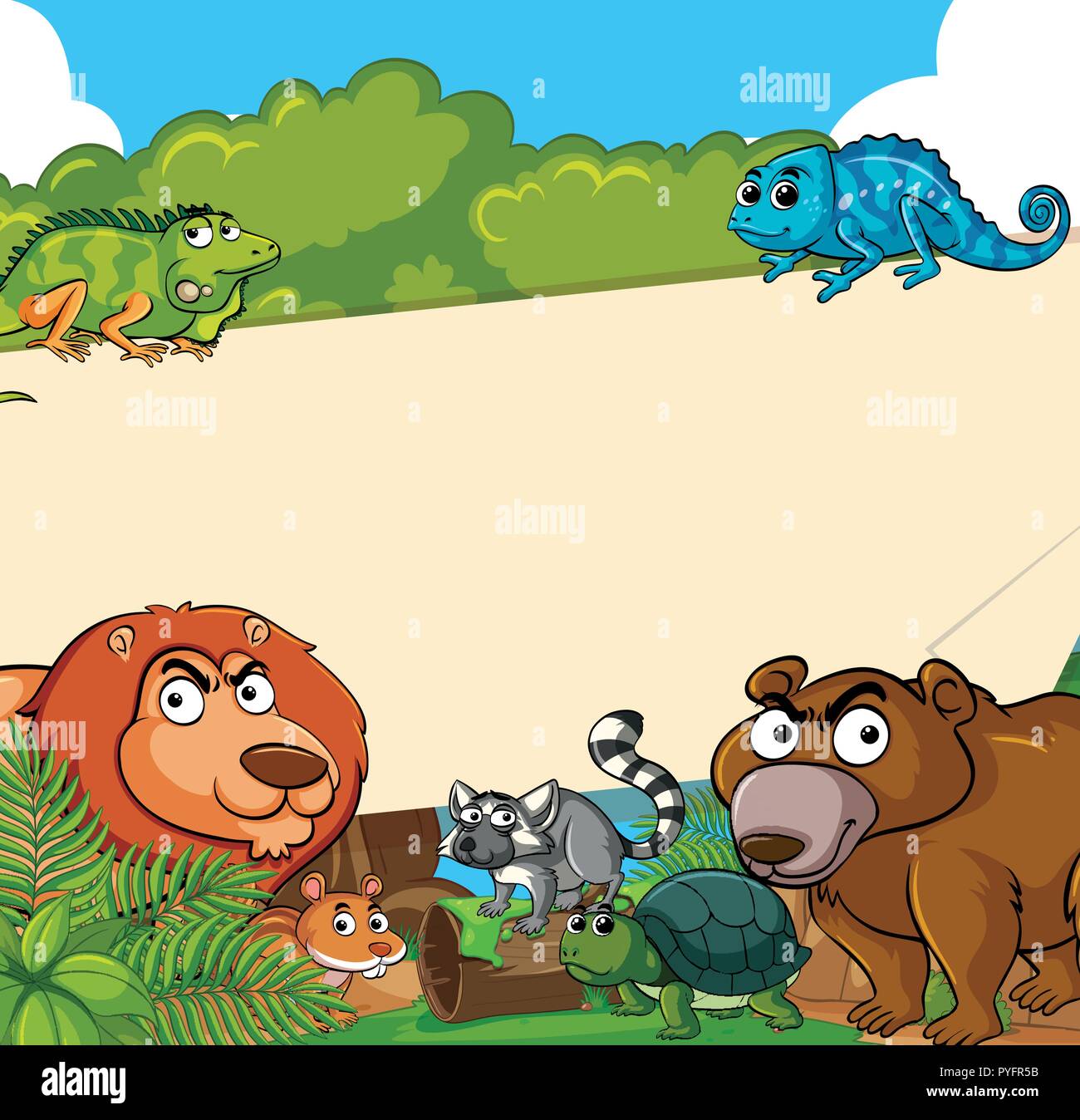 Background template with may animals illustration Stock Vector Image ...