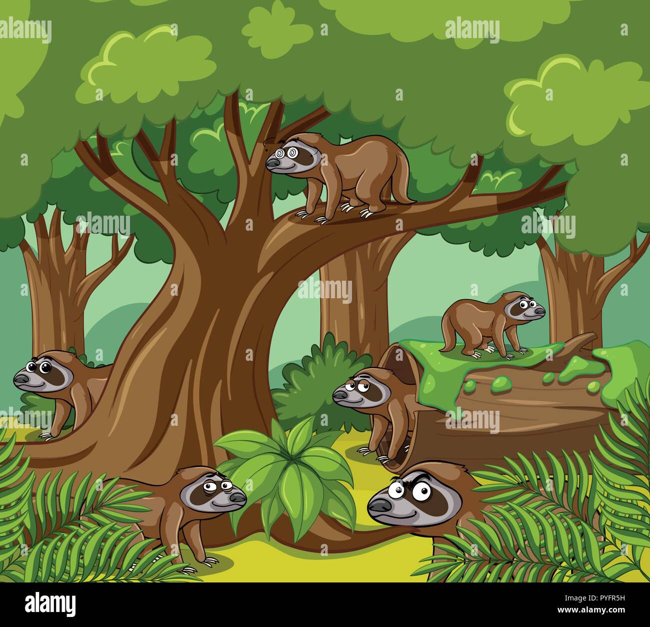 Slothes live in forest illustration Stock Vector Image & Art - Alamy